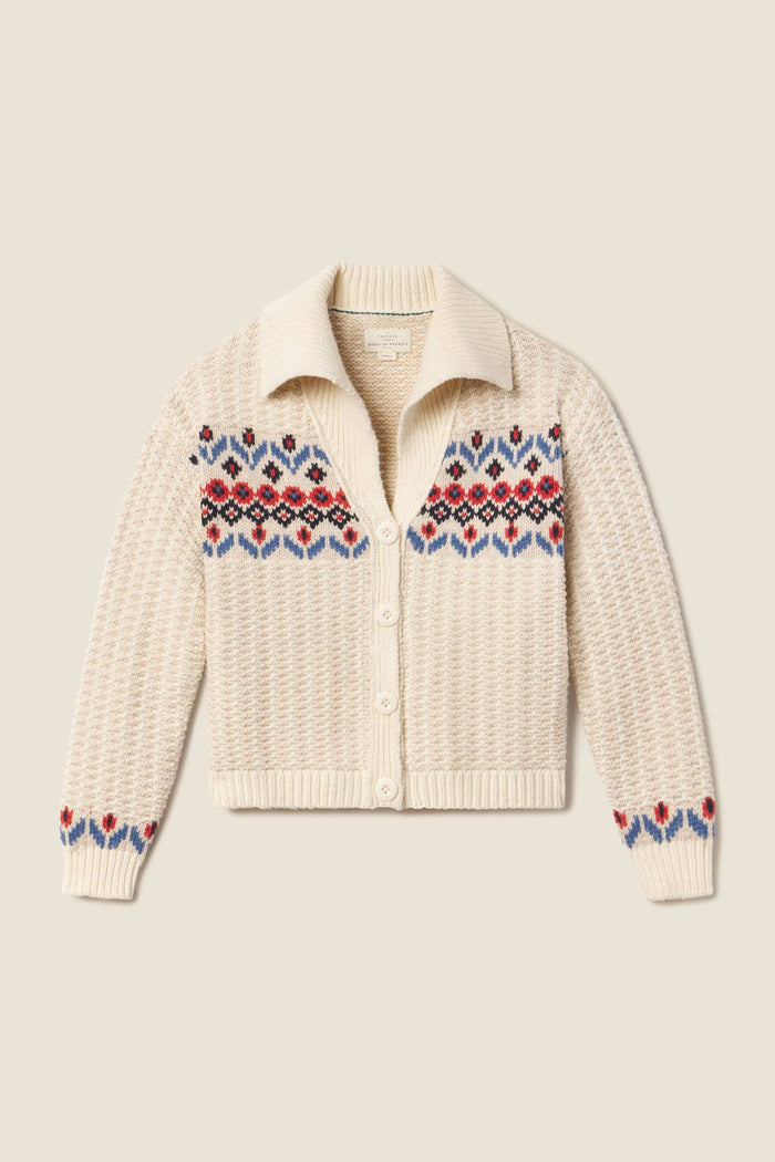 Savannah Cardigan Antique White Fairisle