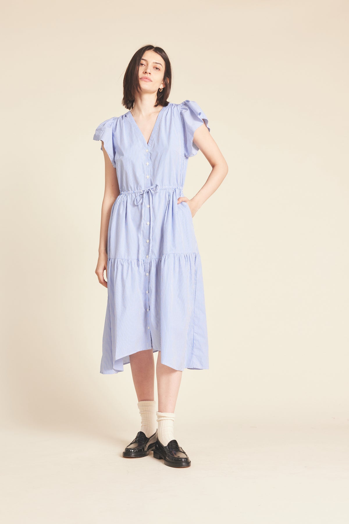 Kristi Dress Blue/White Stripes