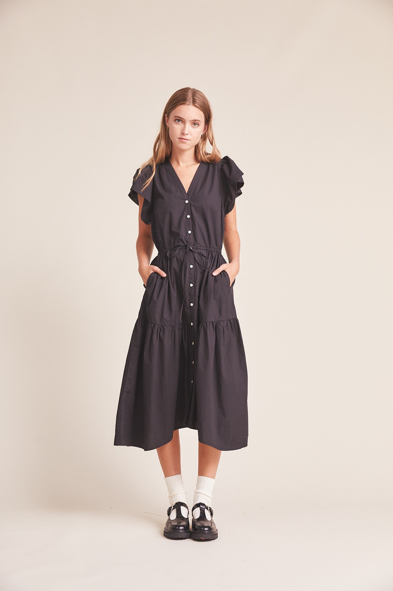 Kristi Dress Black Poplin – TROVATA